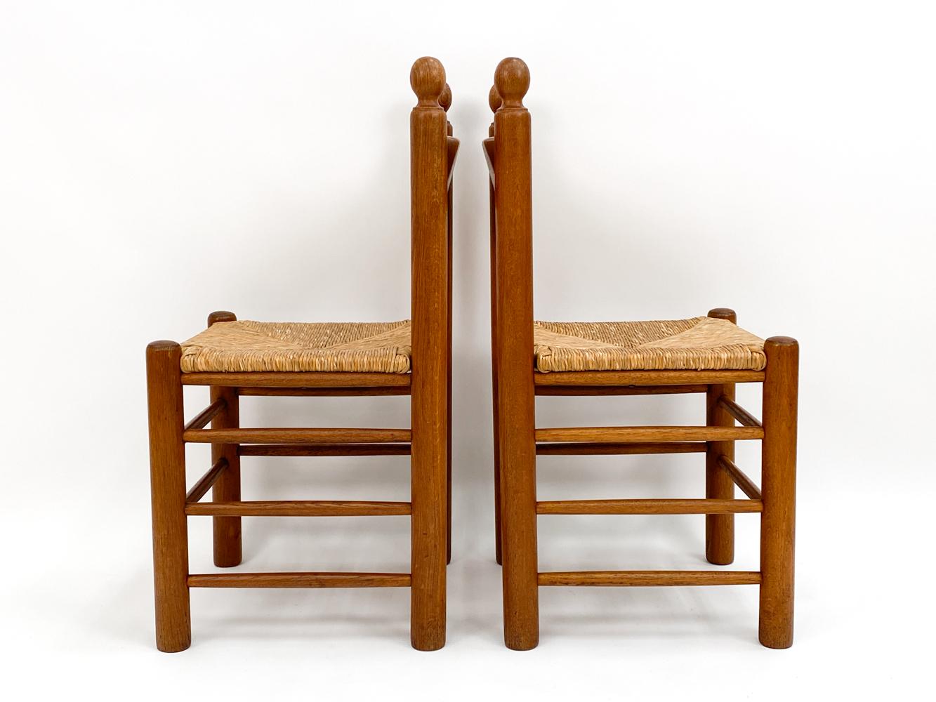(4) Dutch Oak And Rush Country Dining Side Chairs, Circa 1950's For ...