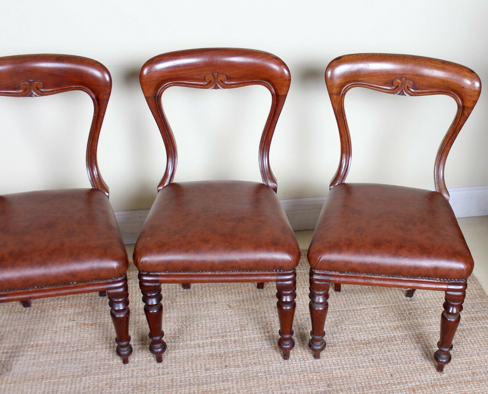 4 English Dining Chairs Mahogany Balloon Spoon Back Chairs, 19th ...
