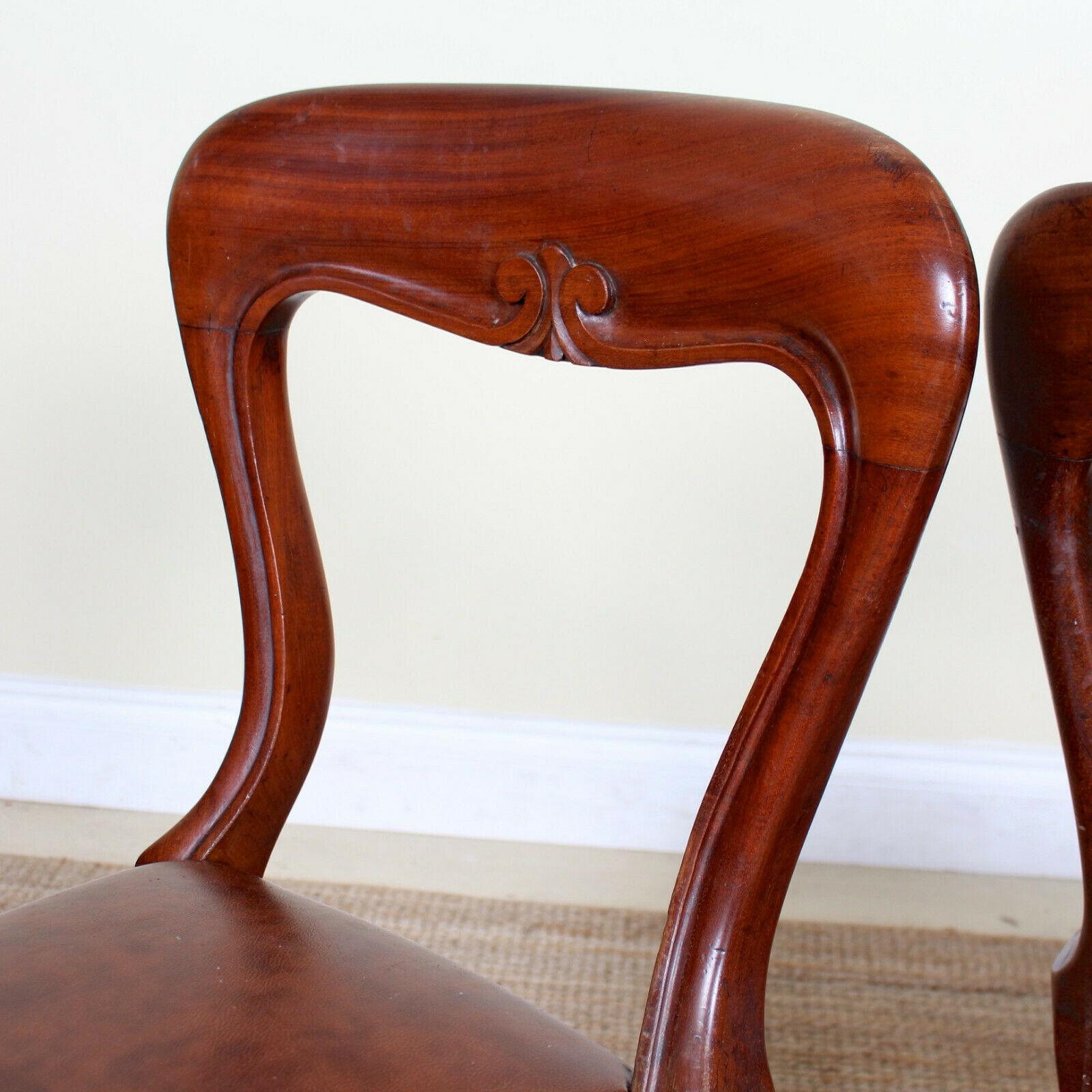 4 English Dining Chairs Mahogany Balloon Spoon Back Chairs, 19th ...