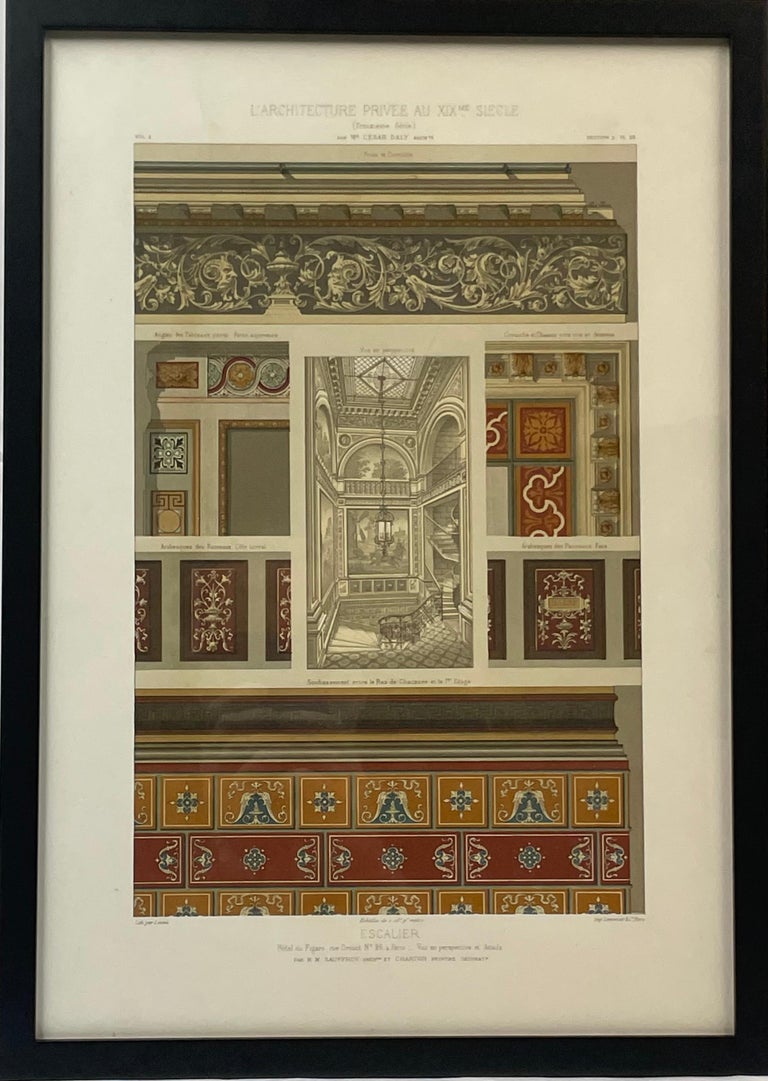4 Engravings of "L'architecture Privée Au Dixneuviéme Siecle" by M ...