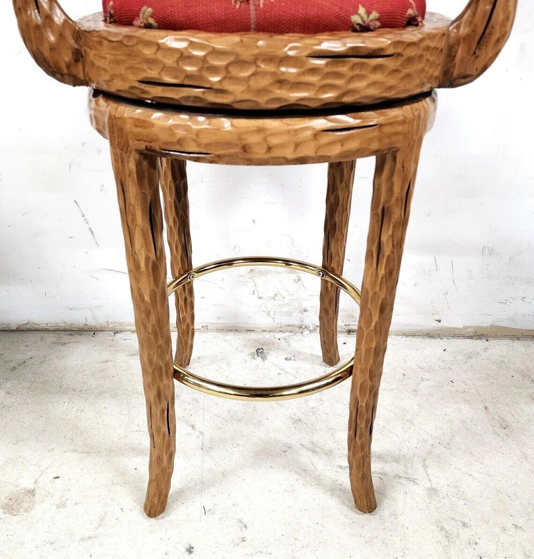 '4' Faux Bois Branch Cane Back Swivel Bar Stools at 1stDibs