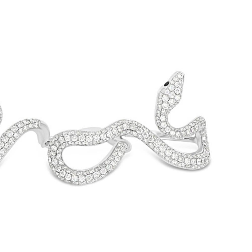 4-Finger White Diamond Snake Viper Ring in 18K White Gold For Sale at ...