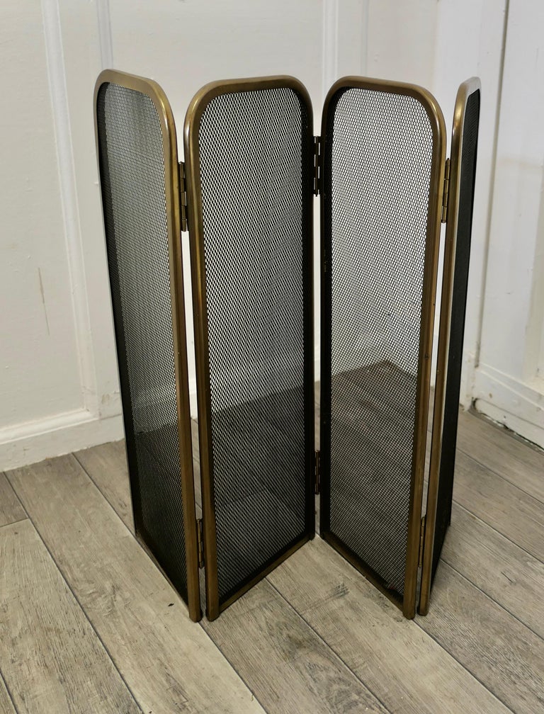 4 Fold Brass Fire Guard Screen This Very Useful Spark Guard For Sale at ...