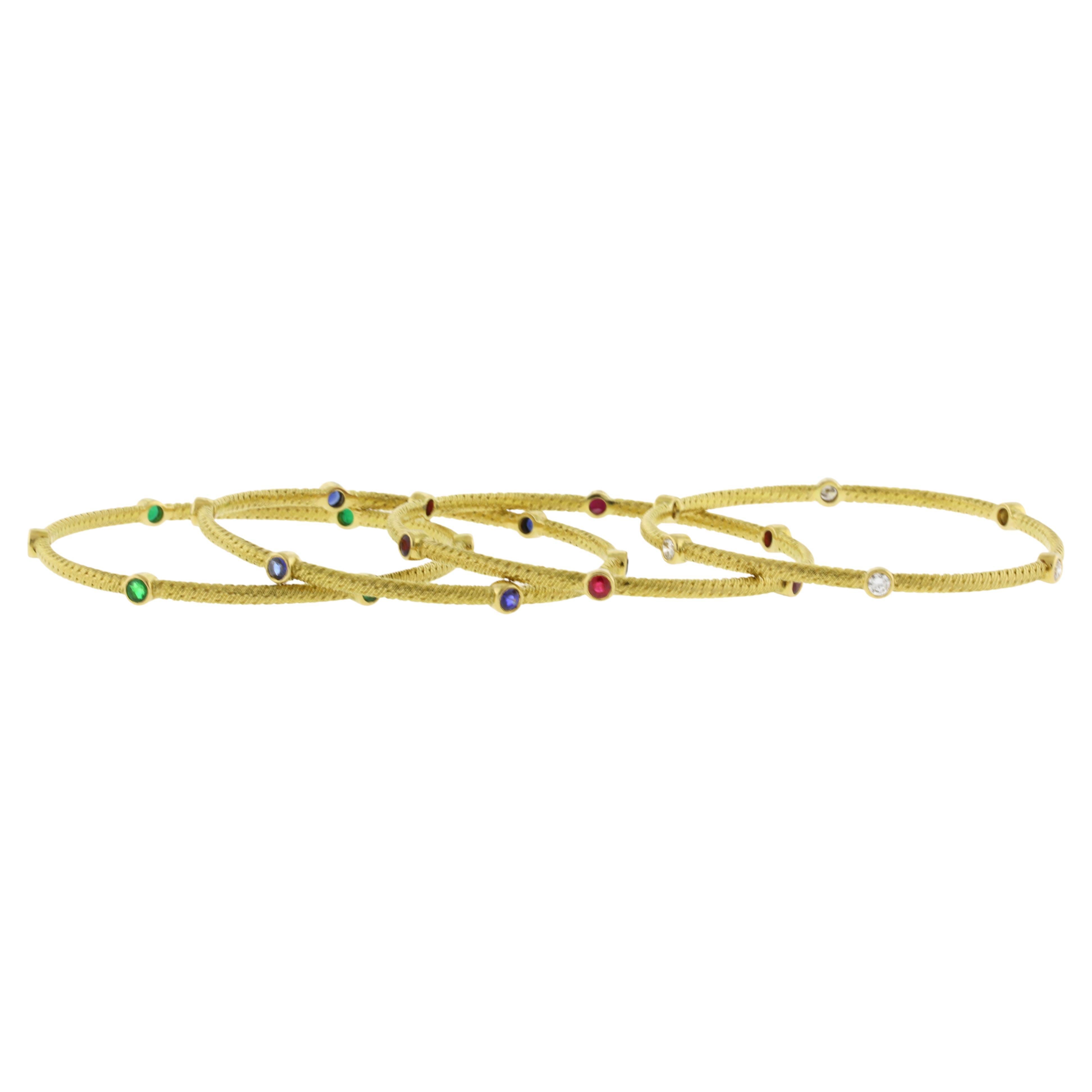 4 Gold Gemstone Bangles at 1stDibs | gemstone bangles gold