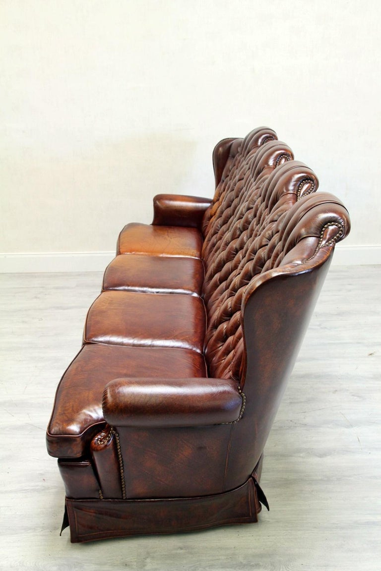 4 He Chesterfield Vintage English Sofa Leather Antique Couch For Sale ...