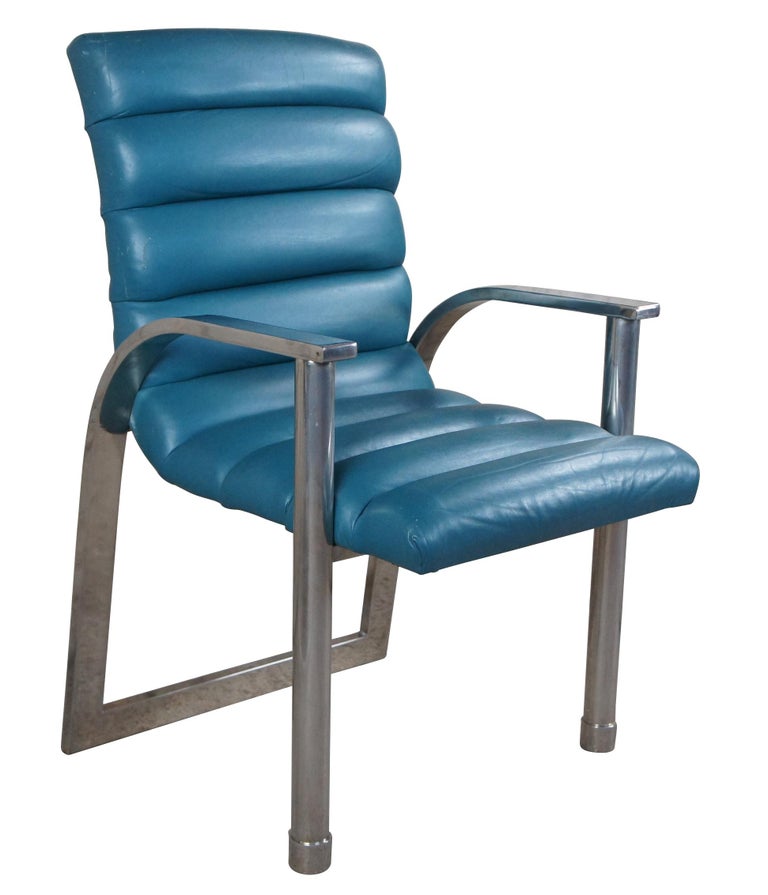 4 Jay Spectre for Century Eclipse Leather and Chrome Modern Dining ...