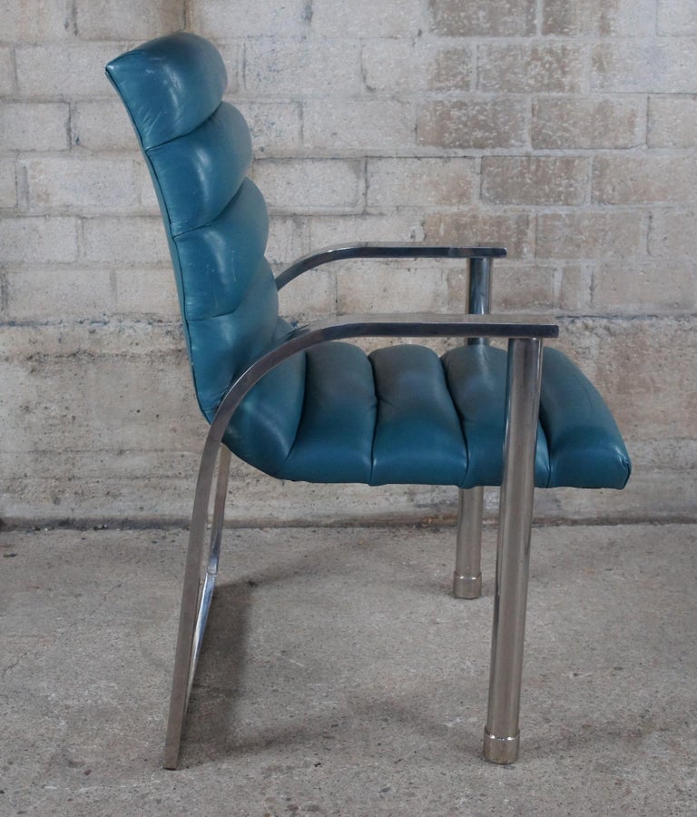 4 Jay Spectre for Century Eclipse Leather and Chrome Modern Dining ...