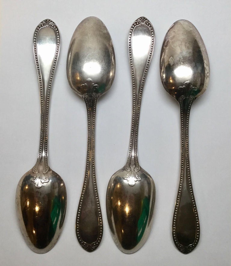 4 John Polhamus for Tiffany and Co. Sterling Silver Bead Tablespoons ...