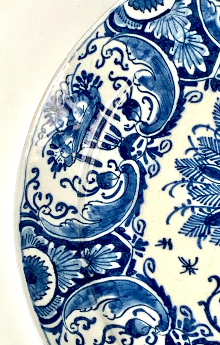 4 Large Blue and White Dutch Delft Plates Hand Painted, 18th Century ...