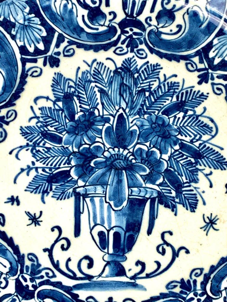 4 Large Blue and White Dutch Delft Plates Hand Painted, 18th Century ...