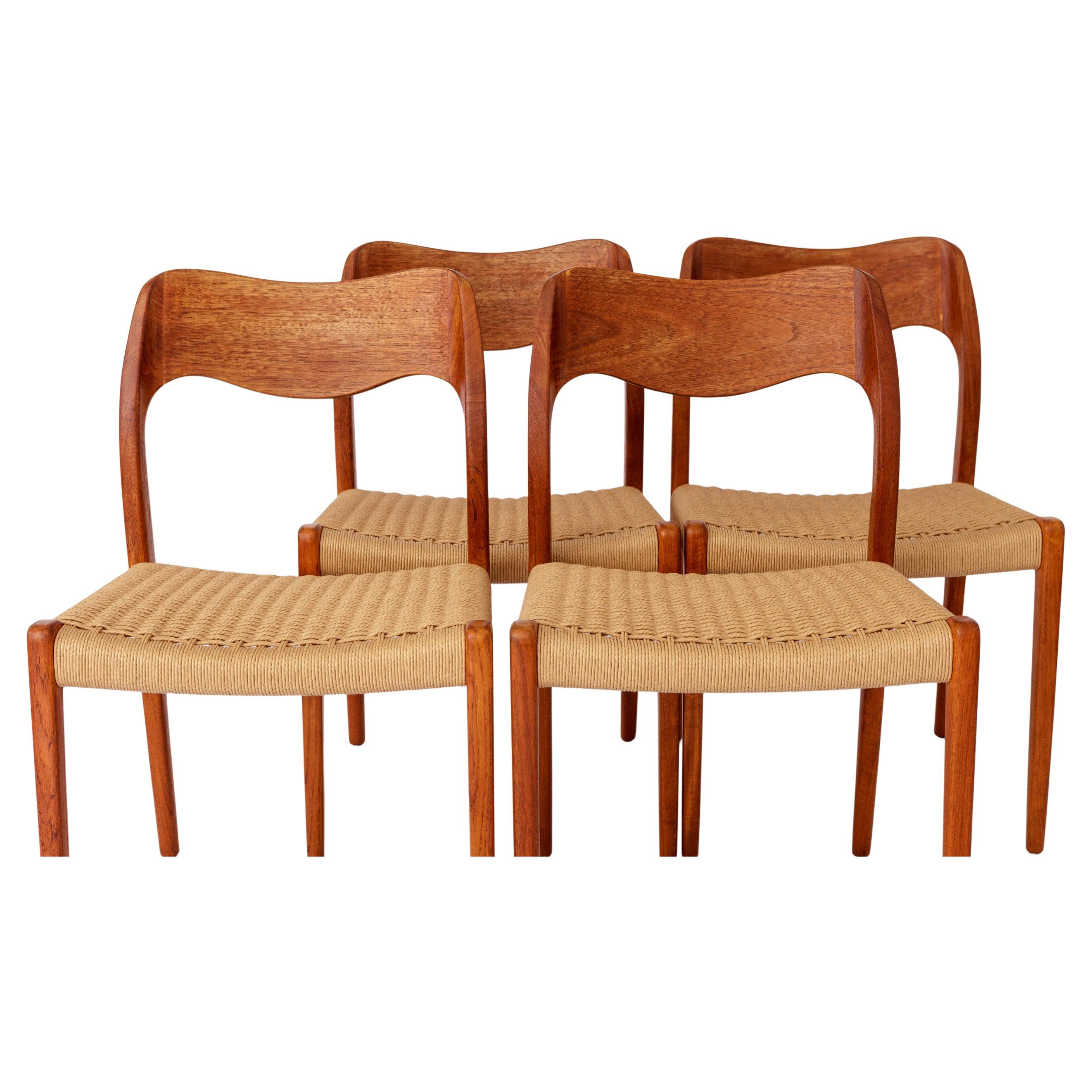 Niels Otto Møller Model 75 chairs in teak for J.L Møllers, Danish ...