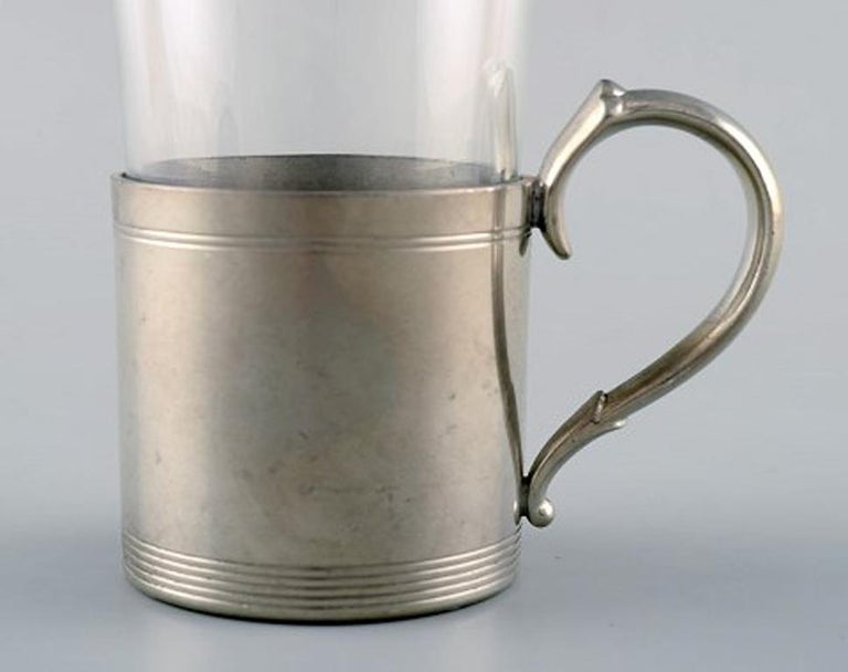 4 Pieces of Just Andersen Art Deco Pewter Mugs with Loose Glass ...