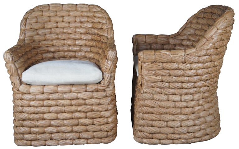 4 Ralph Lauren Joshua Tree Woven Barrel Back Dining Chairs Bohemian ...