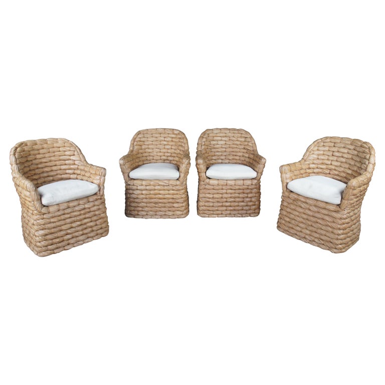 4 Ralph Lauren Joshua Tree Woven Barrel Back Dining Chairs Bohemian ...