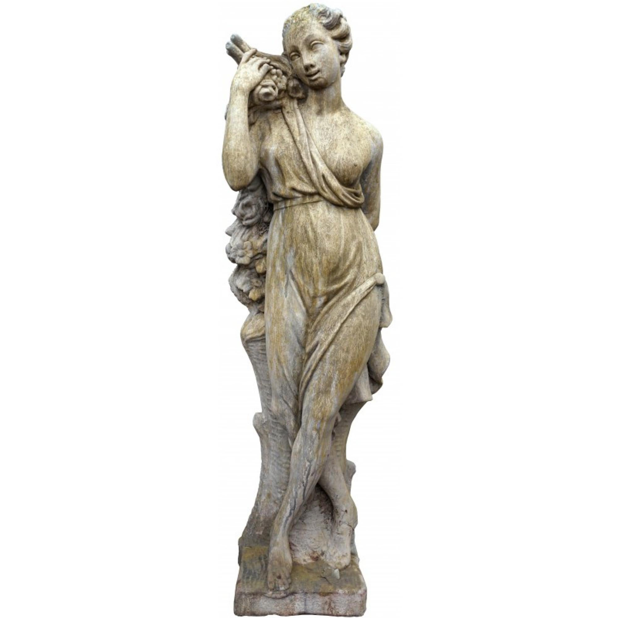 4 Reconstituted Stone Garden Statues with Base - the Four Seasons Early ...