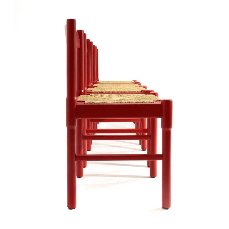 4 Red Carimate Chairs by Vico Magistretti for Cassina, 1960s at 1stDibs