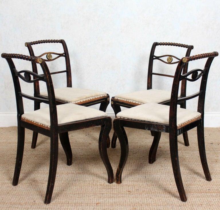 4 Regency Ebonised Dining Chairs Trafalgar, 19th Century For Sale at ...