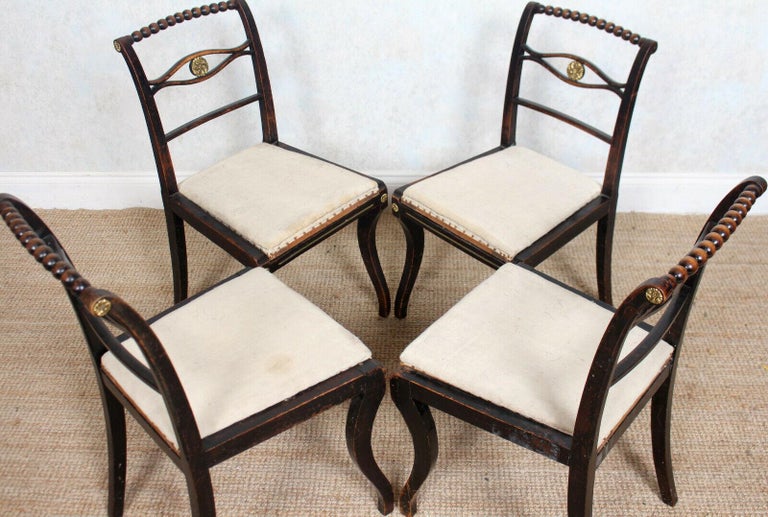 4 Regency Ebonised Dining Chairs Trafalgar, 19th Century For Sale at ...