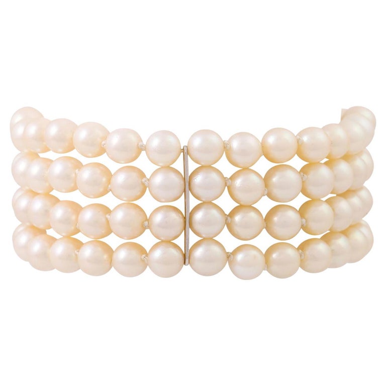 4-Row Akoya Pearl Bracelet For Sale at 1stDibs