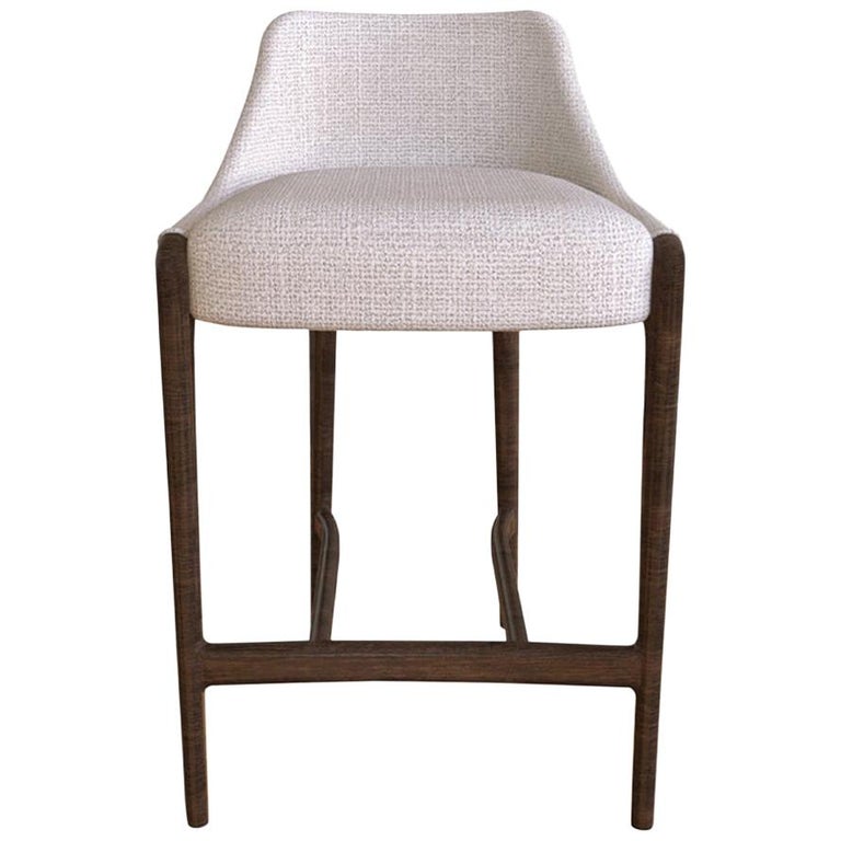 4 Samples Moka Counter Stool in White Vellutino Fabric at 1stDibs