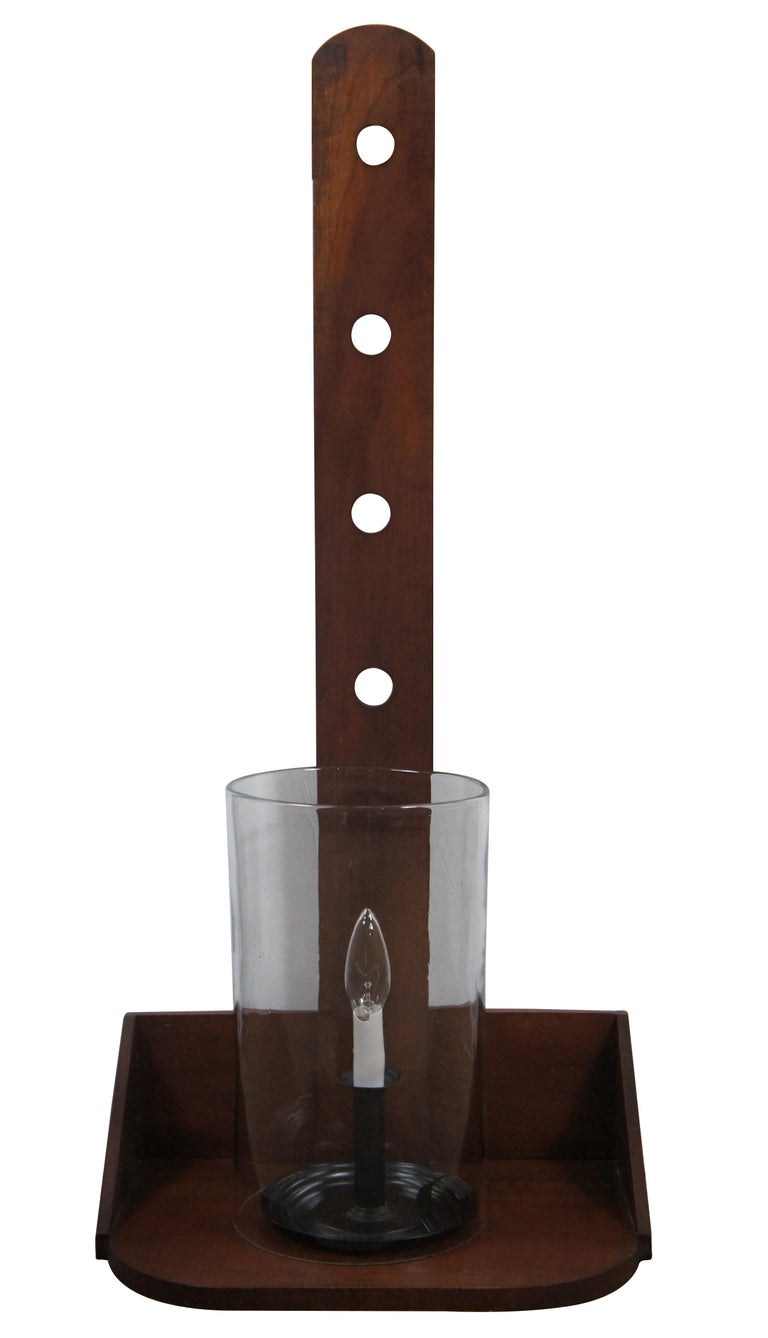4 Shaker Early American Style Cherry Peg Rail Hurricane Wall Sconce ...