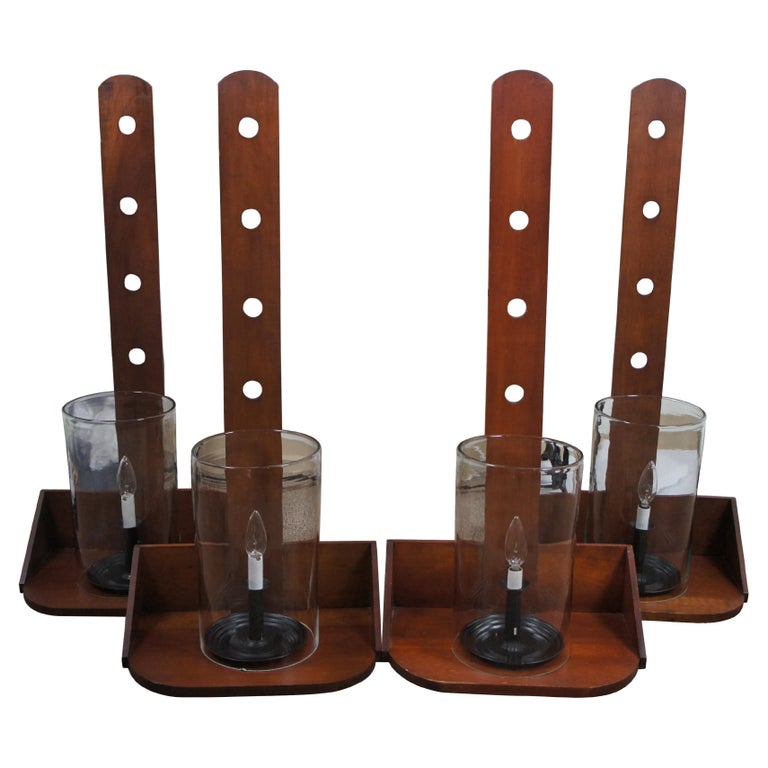 4 Shaker Early American Style Cherry Peg Rail Hurricane Wall Sconce ...
