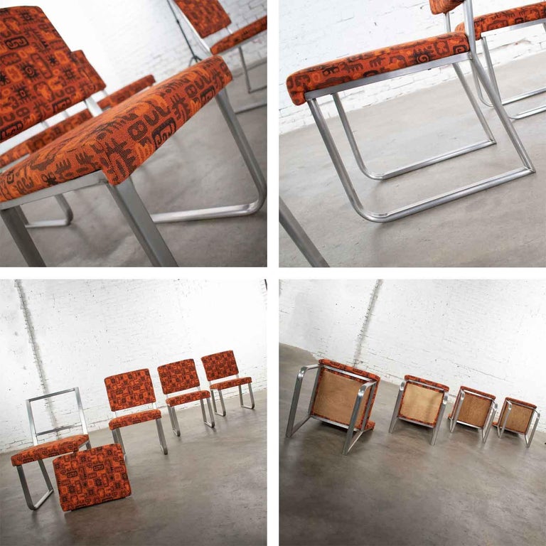 4 Streamline Modern Railroad Dining Car Chairs Stainless Steel and ...