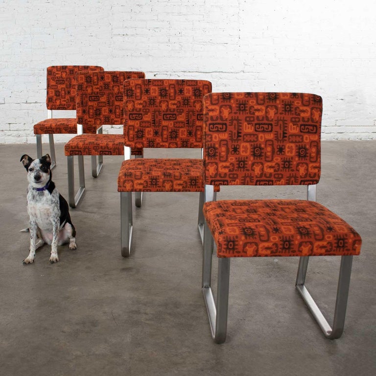 4 Streamline Modern Railroad Dining Car Chairs Stainless Steel and ...