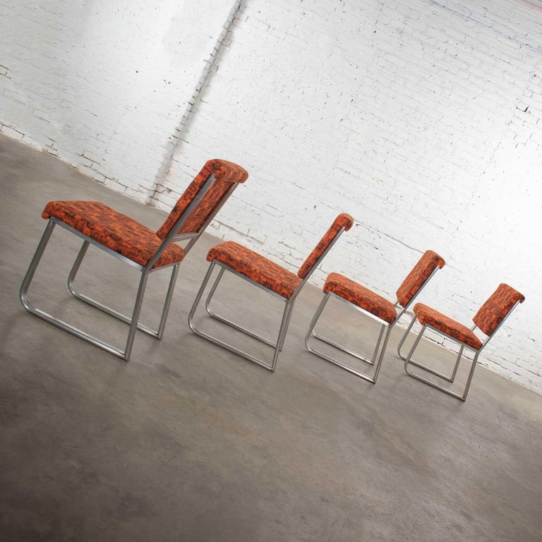 4 Streamline Modern Railroad Dining Car Chairs Stainless Steel and ...