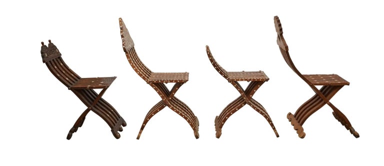 4 Syrian Mother of Pearl Folding Scribe Chairs For Sale at 1stDibs