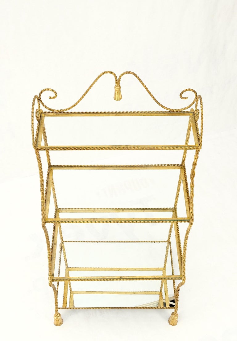 4 Tier Italian "Twisted Rope" Gilt Metal Step Etagere Decorative Shelf ...