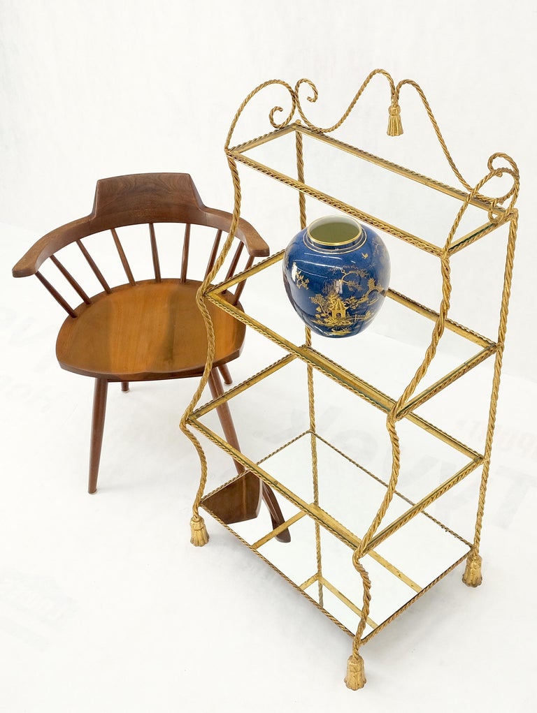 4 Tier Italian "Twisted Rope" Gilt Metal Step Etagere Decorative Shelf ...