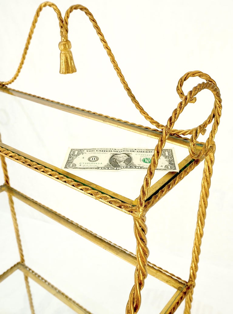 4 Tier Italian "Twisted Rope" Gilt Metal Step Etagere Decorative Shelf ...