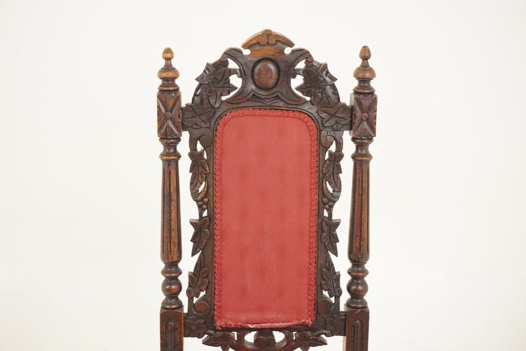 4 Victorian Carved Oak Carolean Style Dining Chairs, Scotland 1890 ...