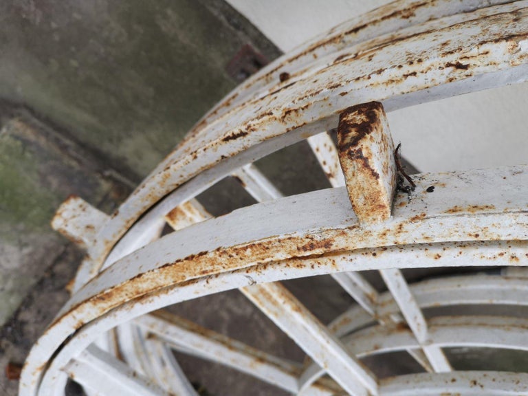 4 Victorian Cast Iron Circular Swivel Windows with Segmented Triangular ...