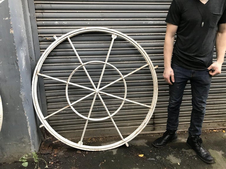 4 Victorian Cast Iron Circular Swivel Windows with Segmented Triangular ...