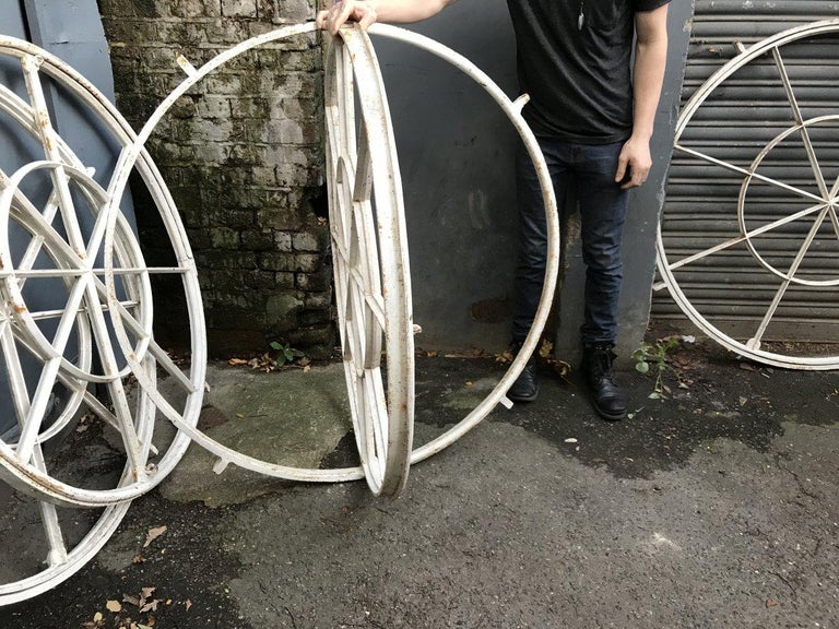 4 Victorian Cast Iron Circular Swivel Windows with Segmented Triangular ...