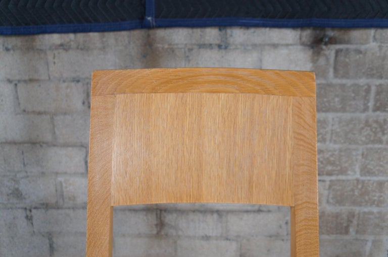 4 Vintage Bohemian Modern Solid Oak Strapped Bar Stools Foot Rest Boho ...