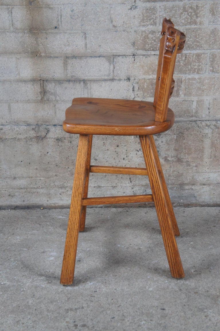 4 Vintage Romweber Viking Oak Equestrian Horse Head Bar Counter Stools ...