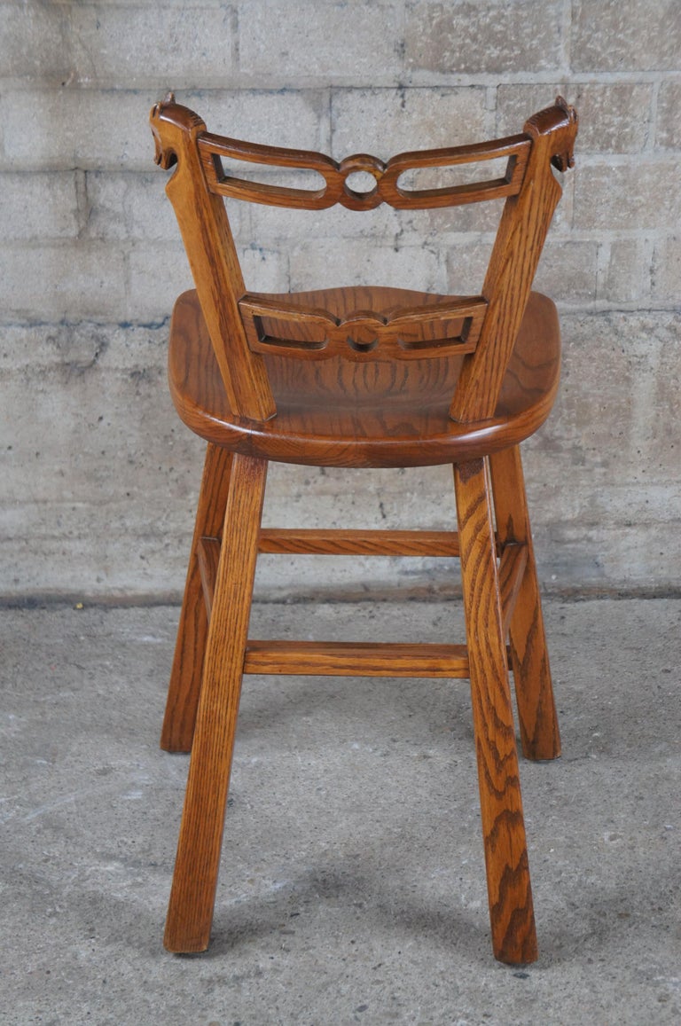 4 Vintage Romweber Viking Oak Equestrian Horse Head Bar Counter Stools ...