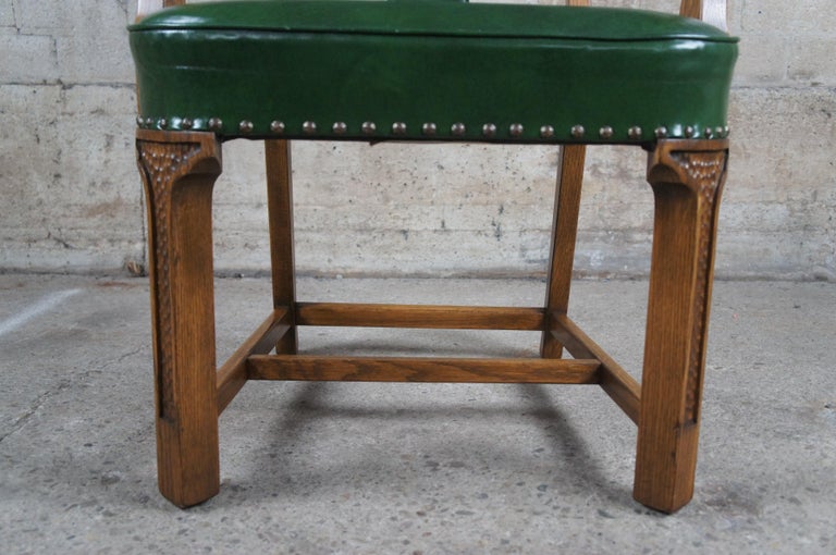 4 Vintage Romweber Viking Oak Green Leather Barrel Back Game Card Bank ...