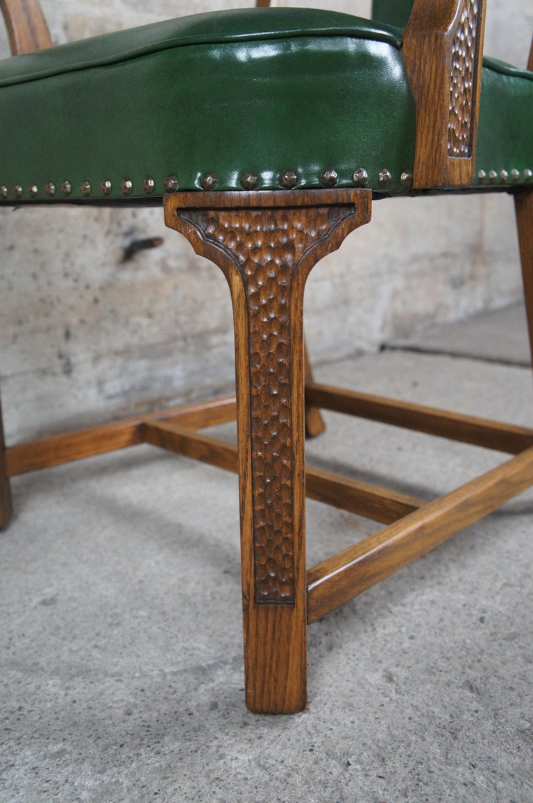 4 Vintage Romweber Viking Oak Green Leather Barrel Back Game Card Bank ...