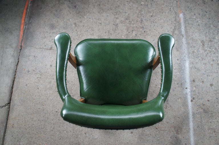 4 Vintage Romweber Viking Oak Green Leather Barrel Back Game Card Bank ...