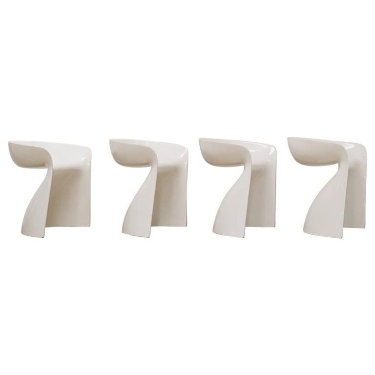 4 White Winifred Staeb Stools from the 1970's for Form + Life ...