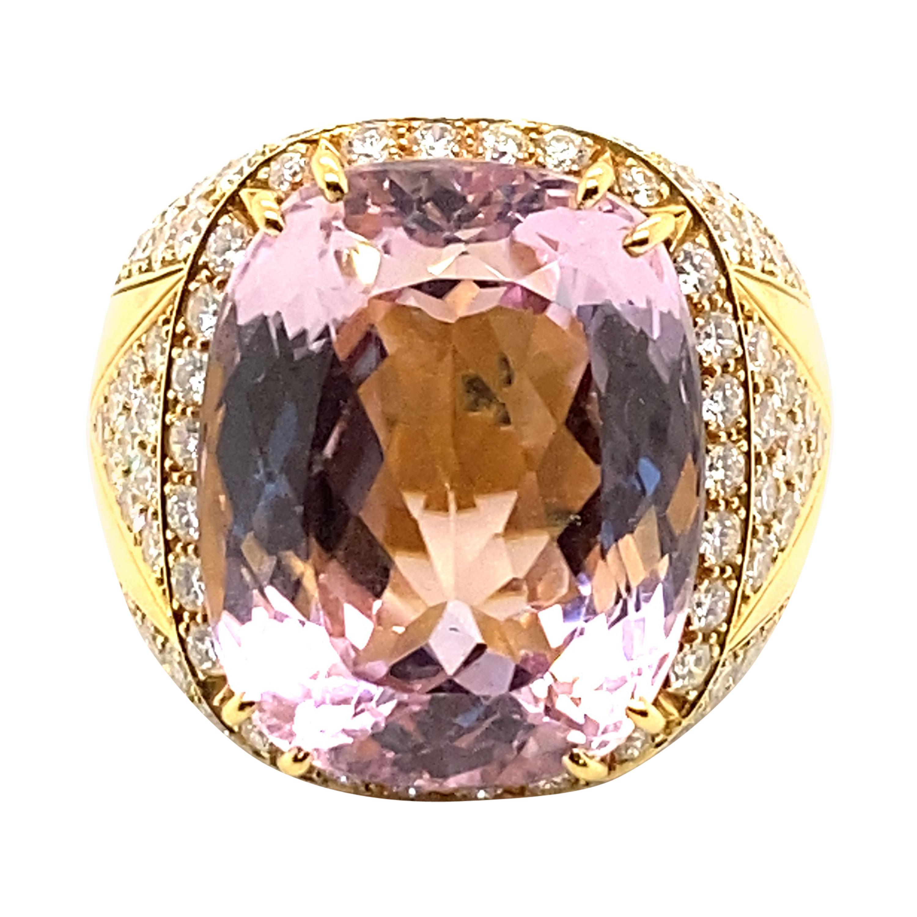 30 Carat Kunzite Diamond Gold Ring at 1stDibs | 30 carat gold