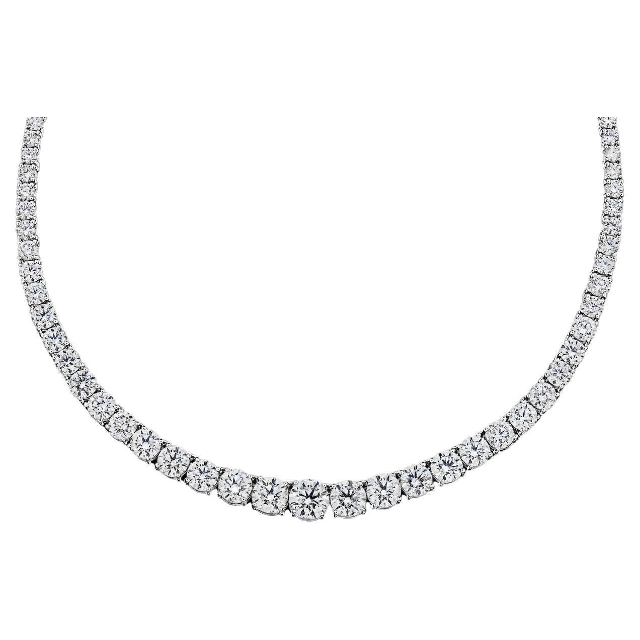 GIA Certified 40 Carat Emerald Cut Diamond Riviera Necklace For Sale at ...