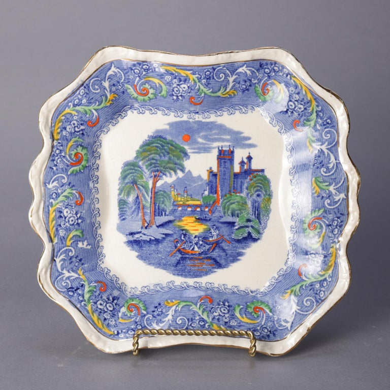 40-Piece Antique English Rhine Polychromed Ironstone Transferware ...