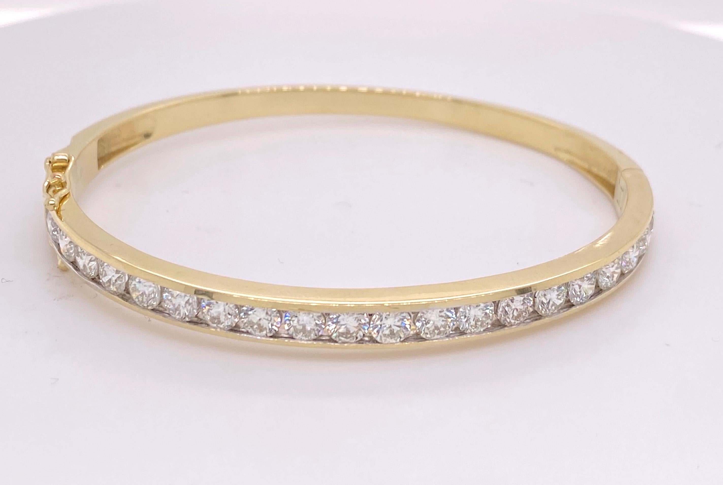 4.00 Carat Diamond Channel Set Bangle in Yellow Gold For Sale at ...