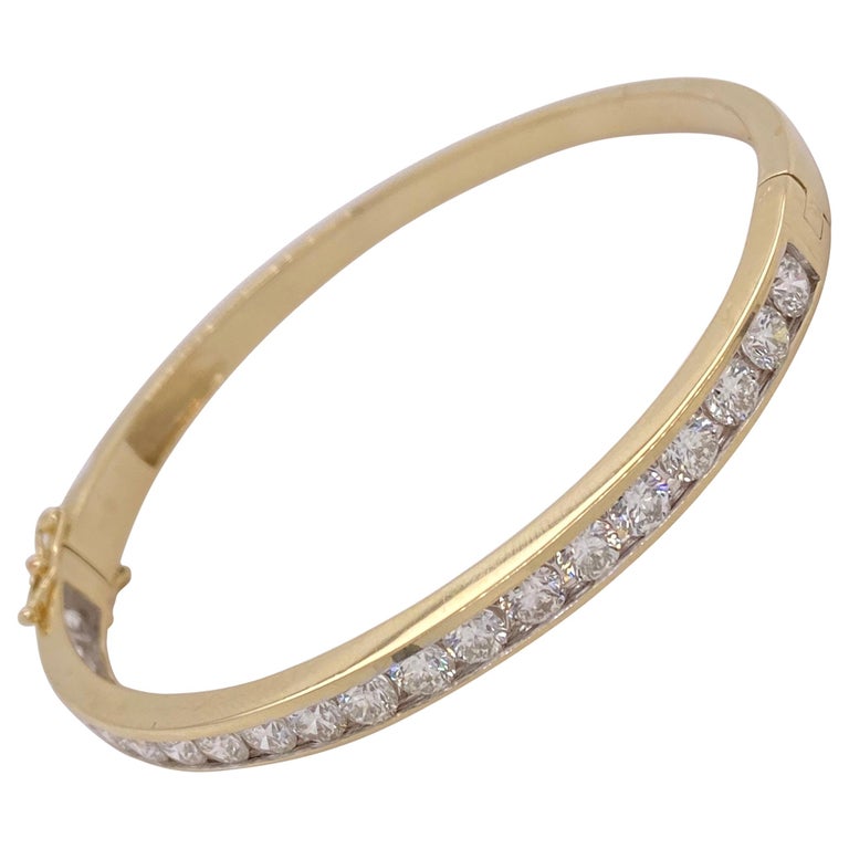 4.00 Carat Diamond Channel Set Bangle in Yellow Gold For Sale at ...