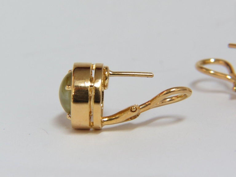 4.00 Carat Natural Untreated Cats Eye Clip Earrings 14 Karat Omega at ...
